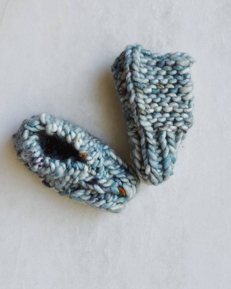 Knitted Slippers - an easy knitting project for kids - Courtney Adamo