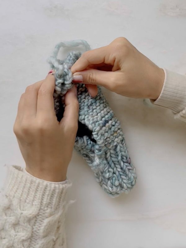 Knitted Slippers - an easy knitting project for kids - Courtney Adamo